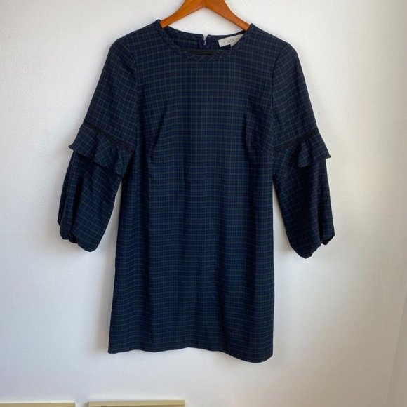 LOFT | Dresses | Loft Green Plaid Checkered Dress Womens Size 8p ...